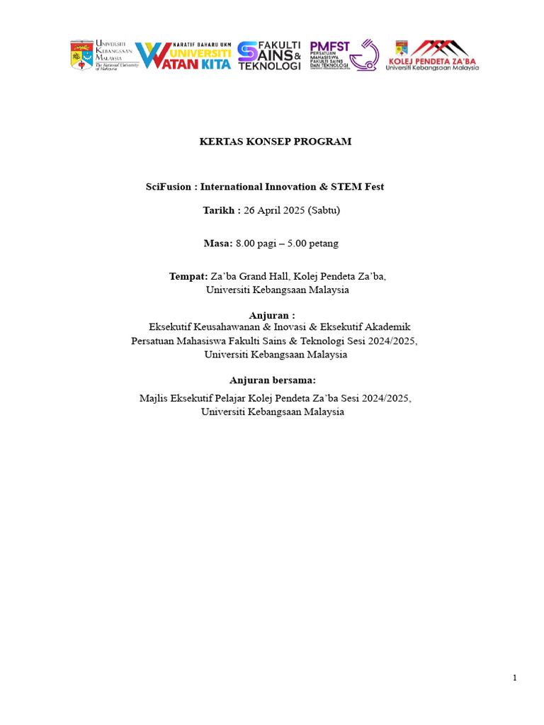 kertas Konsep Program Scifusion International Innovation .Docx (1) | PDF