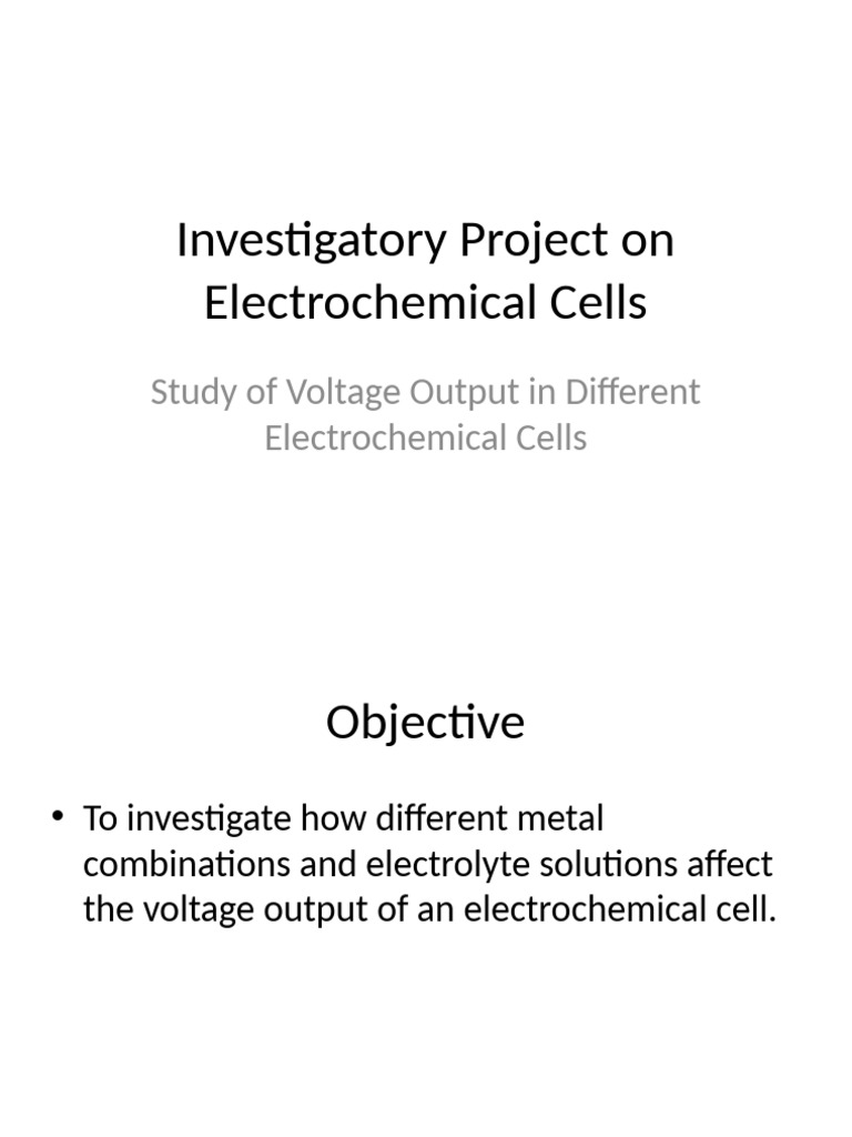 Voltage Output in Electrochemical Cells | PDF