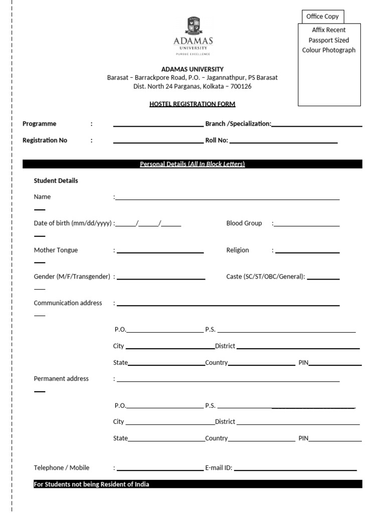 Hostel Registration Form | PDF | Justice | Crime & Violence