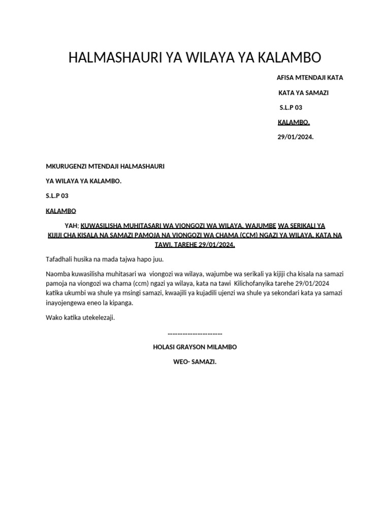 Songambele Kipanga, DC, Council Chair | PDF