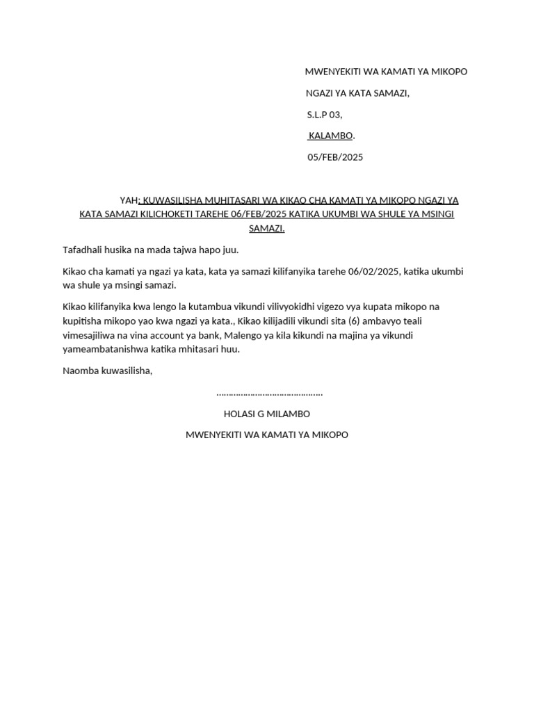 Kikundi Cha Tushikamane | PDF