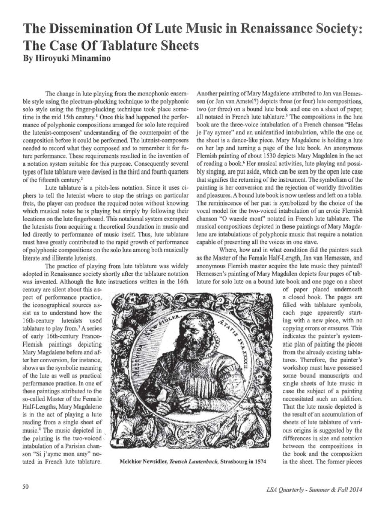 Lute Tablature in Renaissance Music | PDF | Musicology