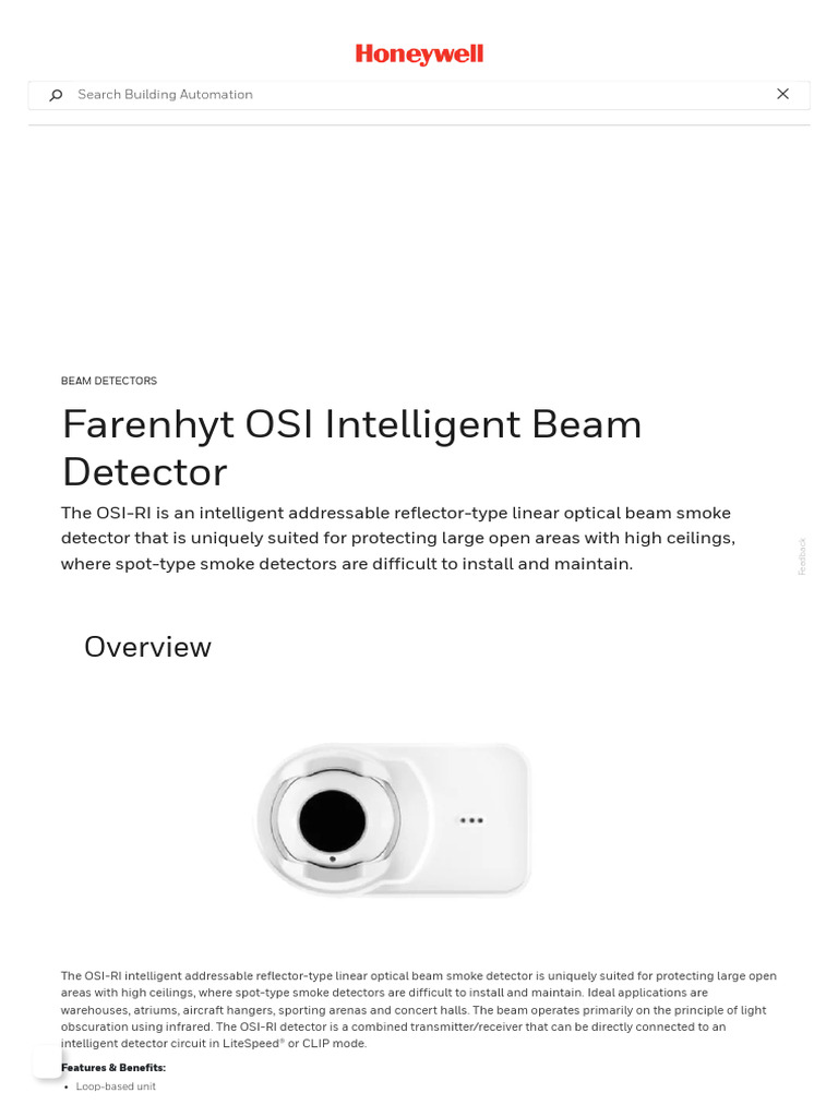 Farenhyt OSI Intelligent Beam Detector - Honeywell | PDF | Sensor ...