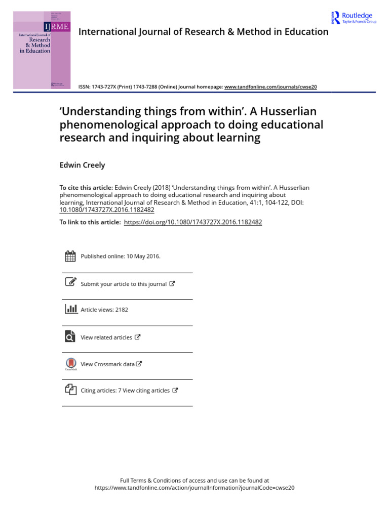 Understanding Things From Within - A Husserlian Phenomenological ...
