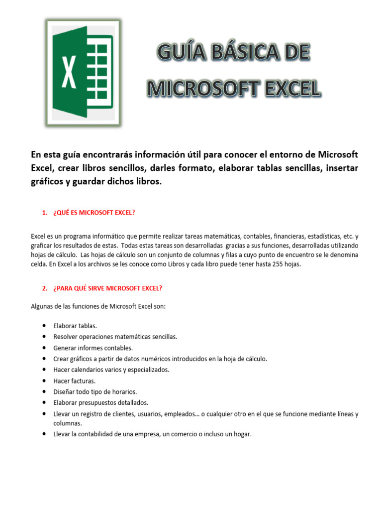 Guía Básica de Microsoft Excel | PDF | Microsoft Excel | Microsoft