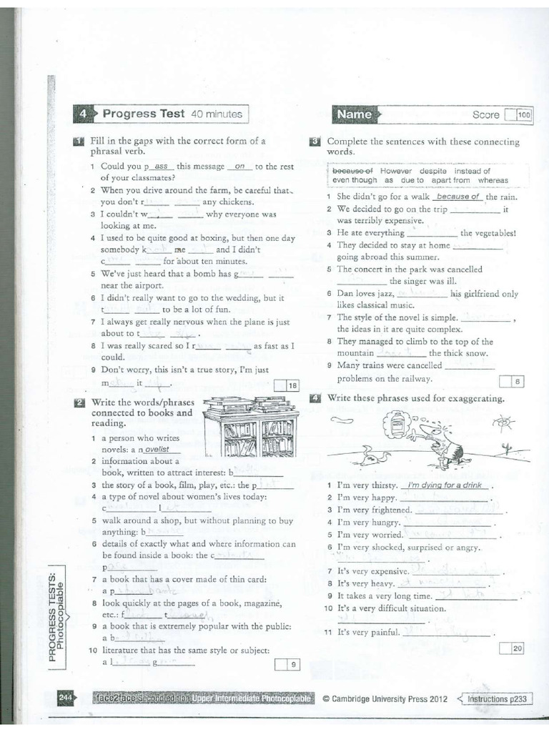 f2f Progress Test 4 | PDF