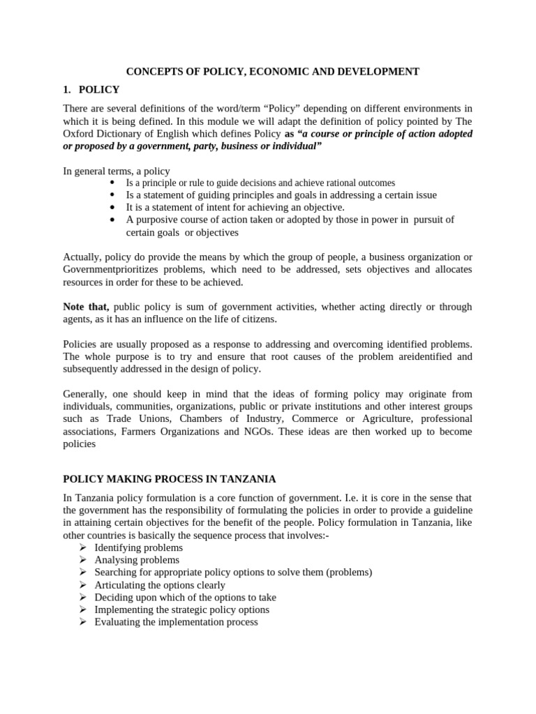 Concepts of Policy - Notes | PDF | Policy | Structural Adjustment