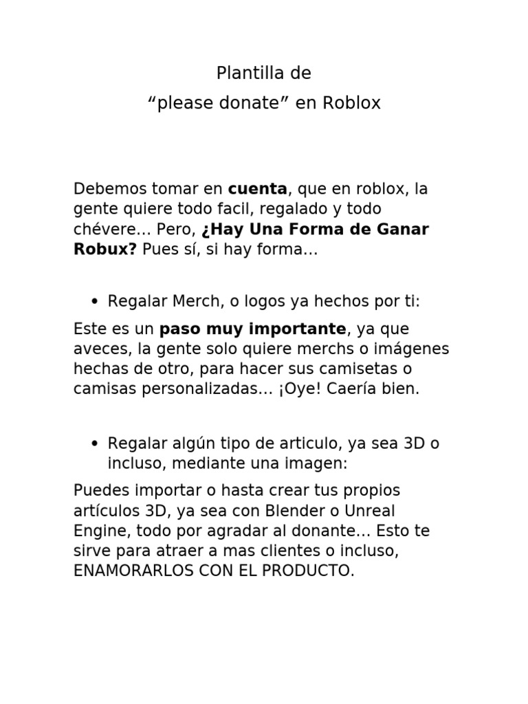 Plantilla de PLS DONATE IN RBLX | PDF