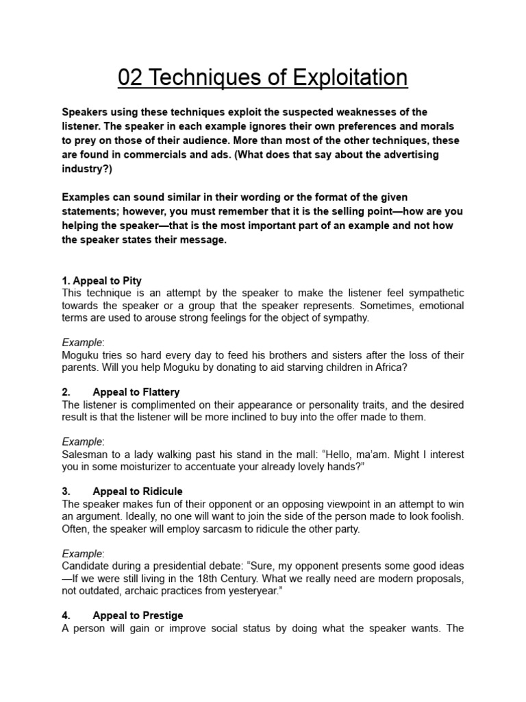 Techniques of Exploitation and Form | PDF