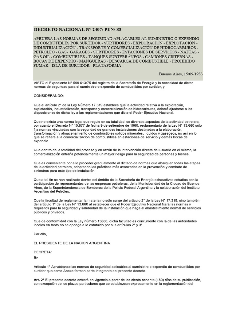 Decreto 2407 (Normas para check list de SASH) | PDF