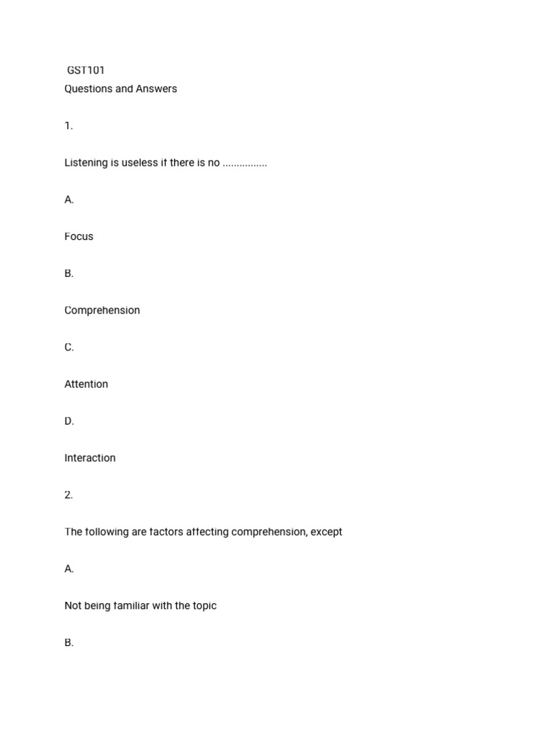 GST101 Past Questions & Answers PDF | PDF