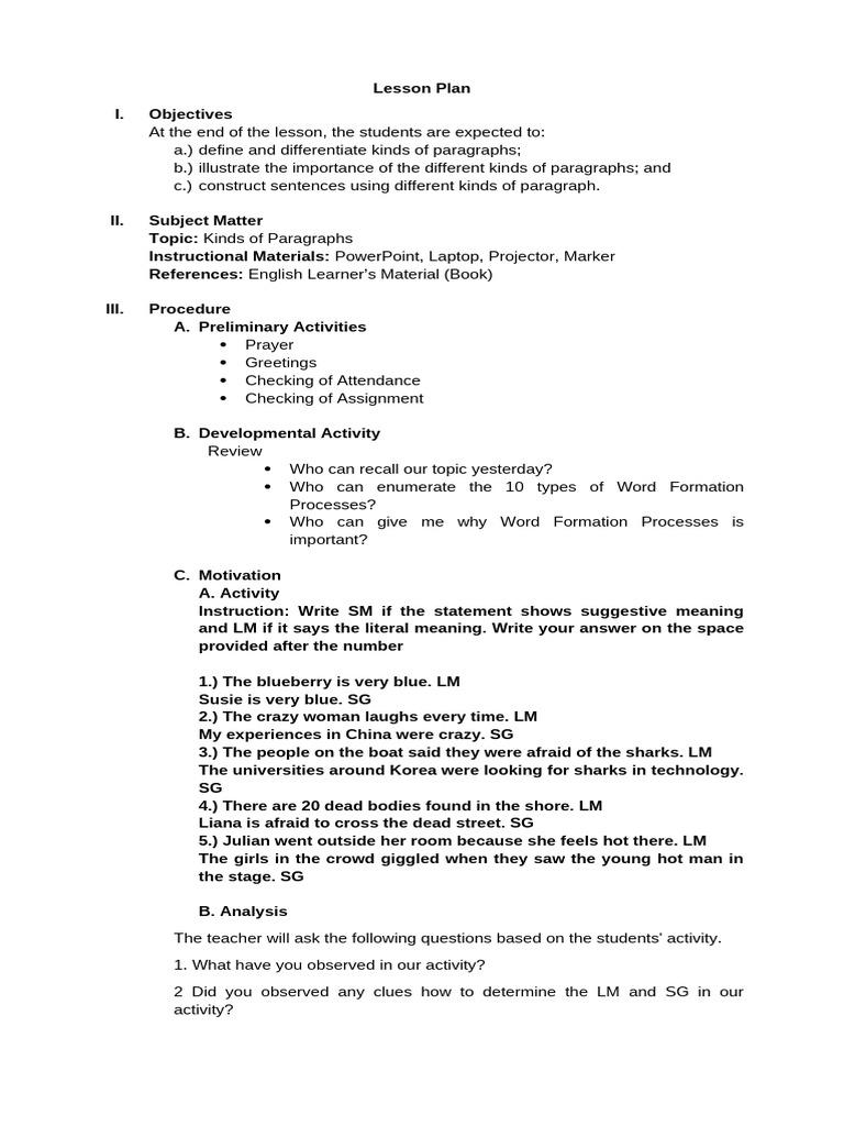 Final Lesson Plan | PDF | Semantics | Word