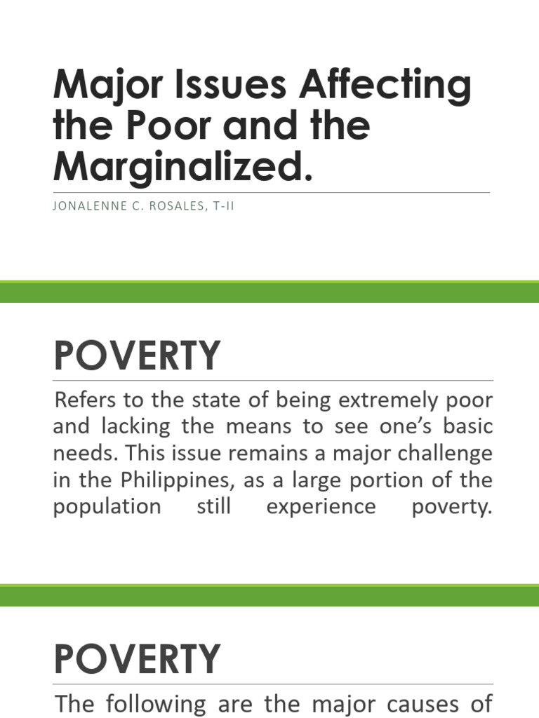 09 Major Issues Affecting The Poor and The Marginalized | PDF | Poverty ...