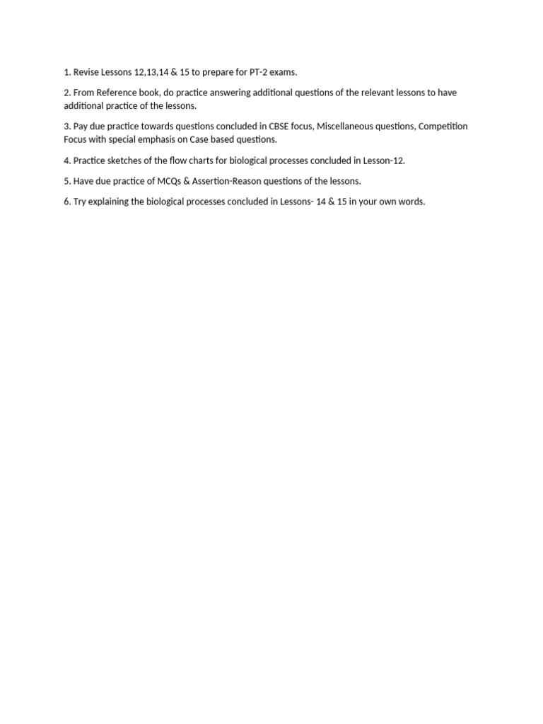 Biology Exam Prep Guide: Lessons 12-15 | PDF