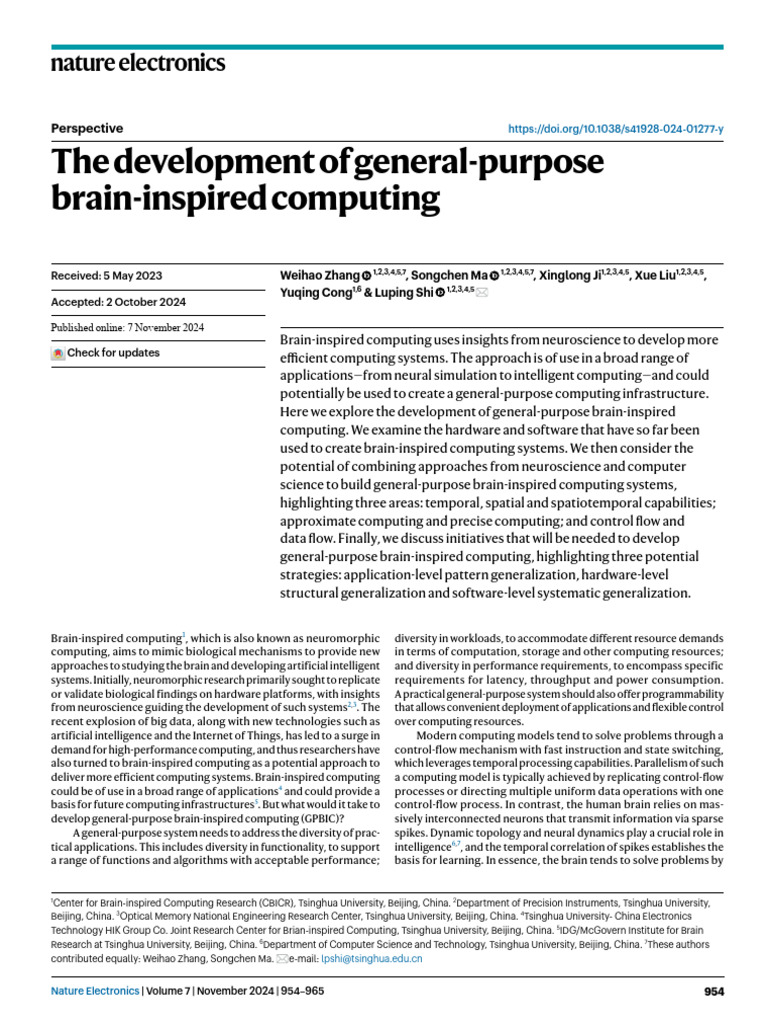 The Development of General-Purpose Brain-Inspired Computing | PDF ...