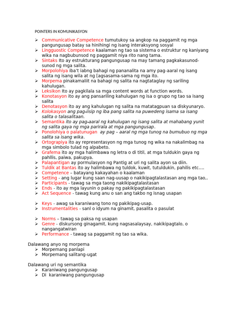 Pointers in Komunikasyon | PDF