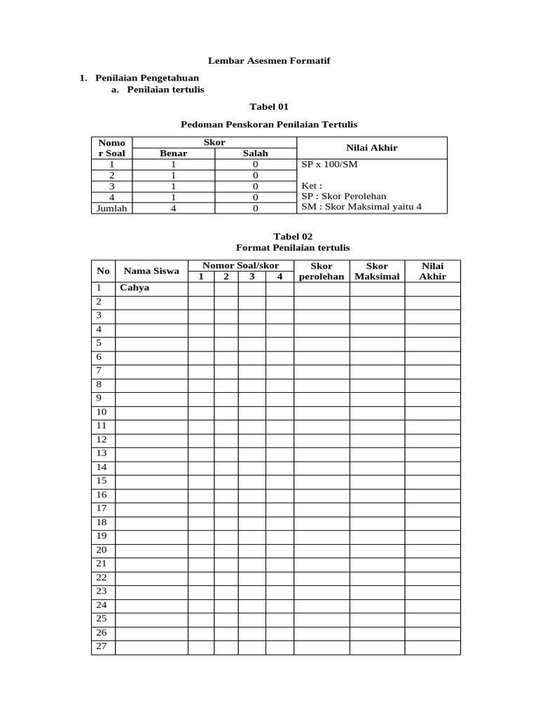 Lembar Asesmen Formatif | PDF