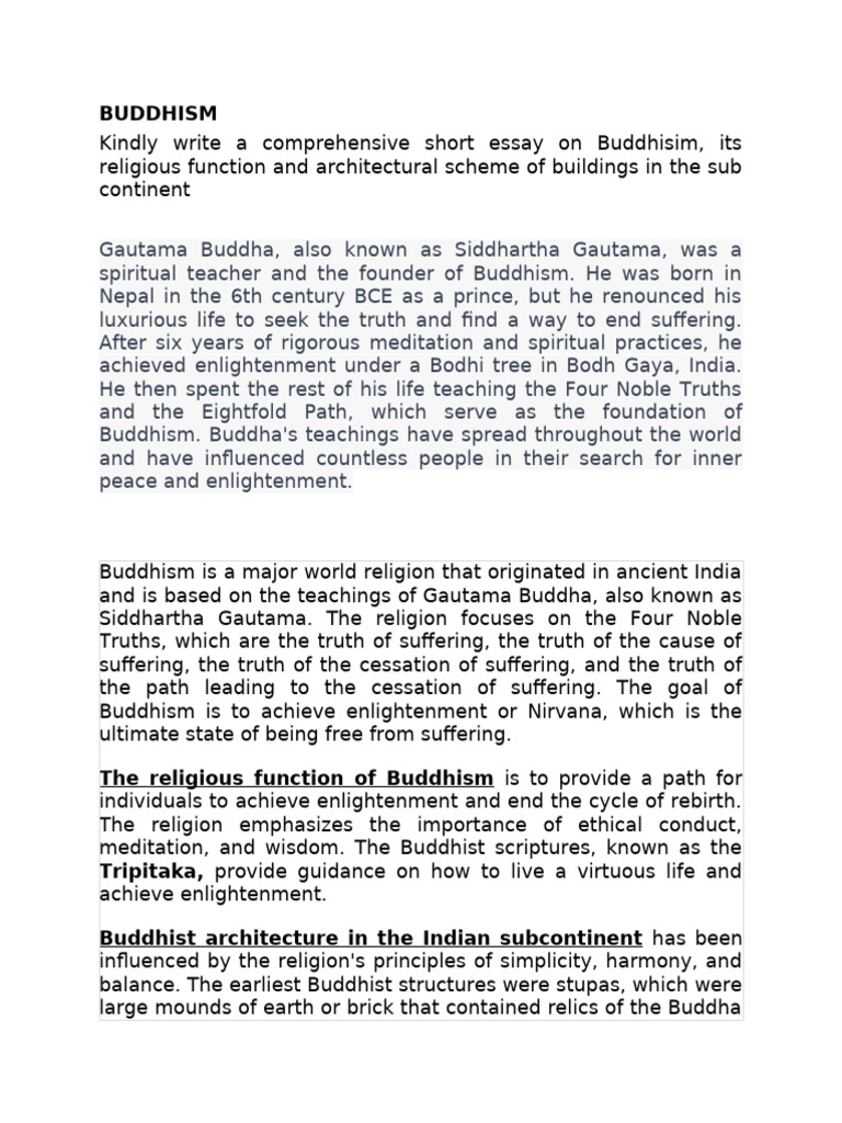 BUDDHISM Notes For Final Exam | PDF | Enlightenment In Buddhism | Temple