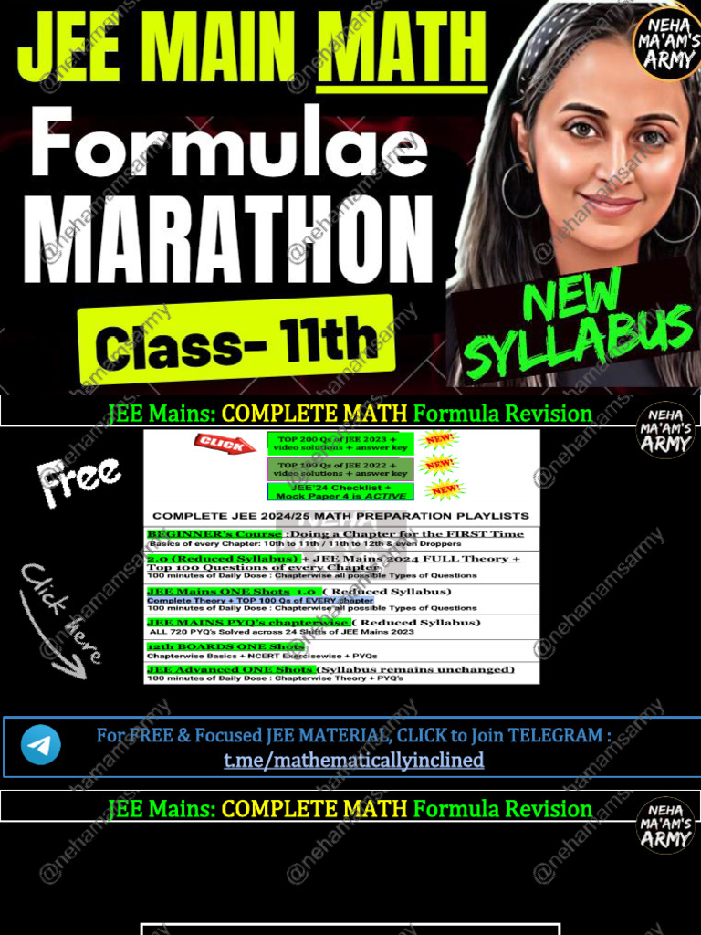 JEE Mains Formula Revision - Class 11 | PDF | Set (Mathematics ...