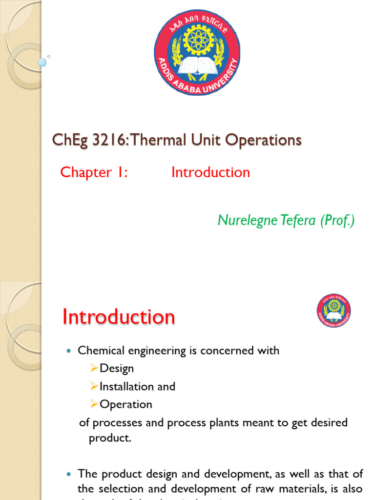 Thermal Unit Operations Chapter 1-Introduction | PDF | Heat Transfer | Heat