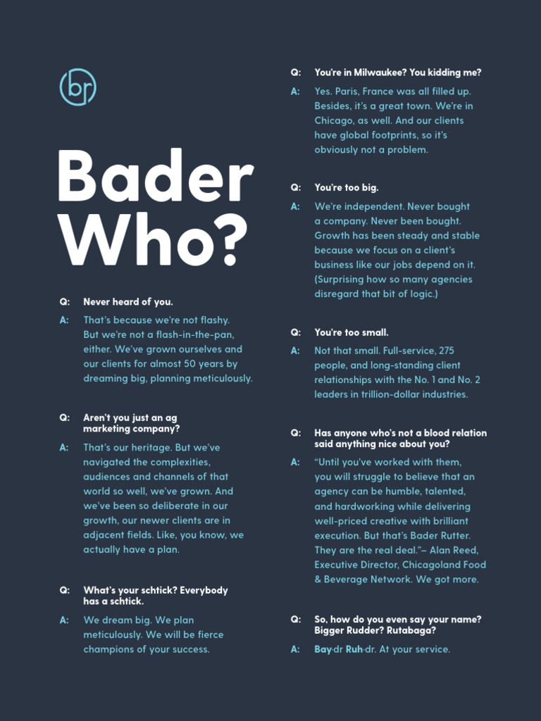 Bader Rutter Fact Sheet | PDF | Mass Media