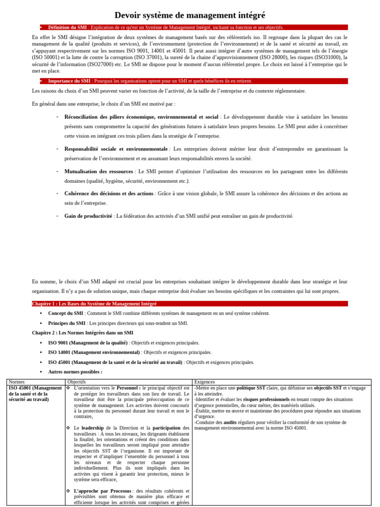 Système de Management Intégré : Guide Complet | PDF | Management de la ...