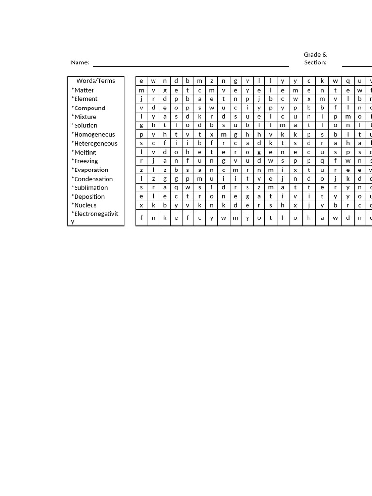 Science Word Play | PDF