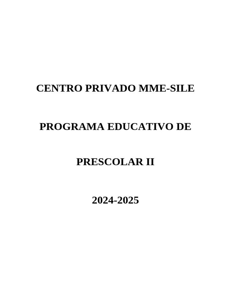 Programa Educativo Prescolar 2024-2025 | PDF