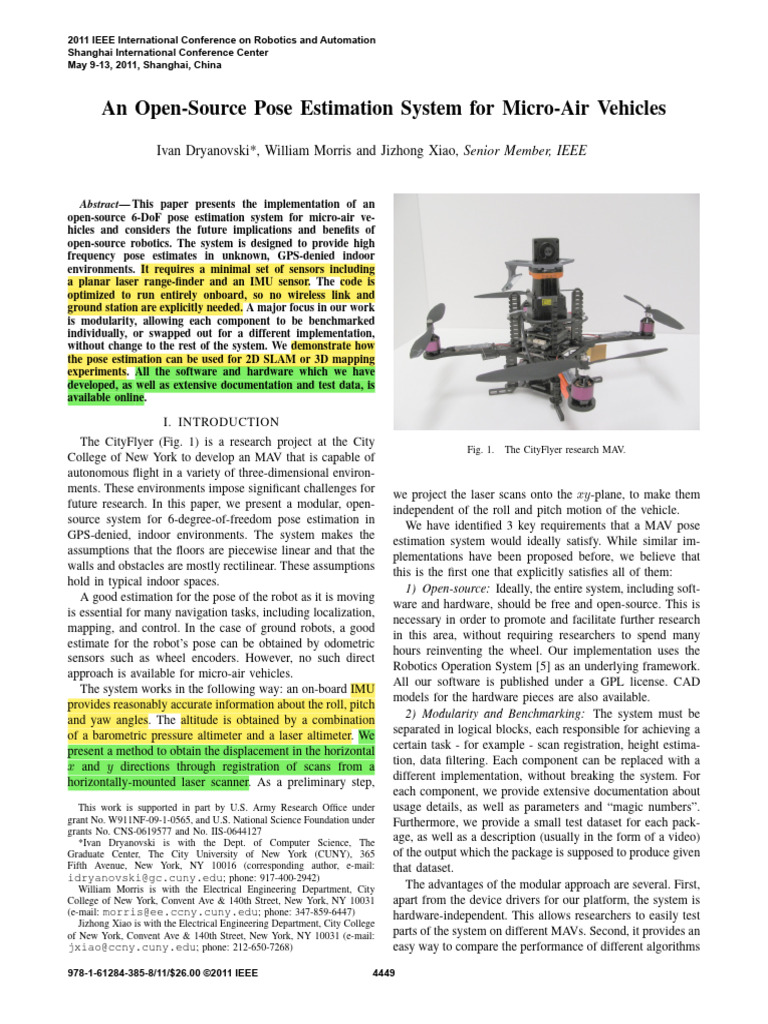 Open-Source Pose Estimation for MAVs | PDF | Lidar