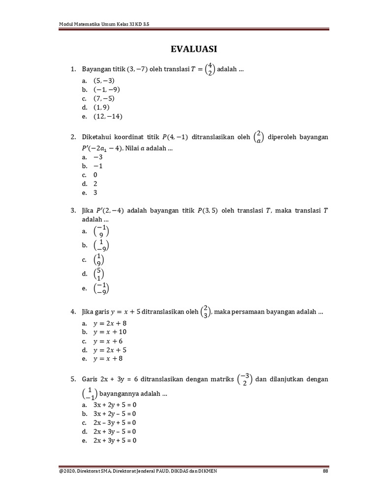 Transformasi Geometri dalam Matematika XI | PDF