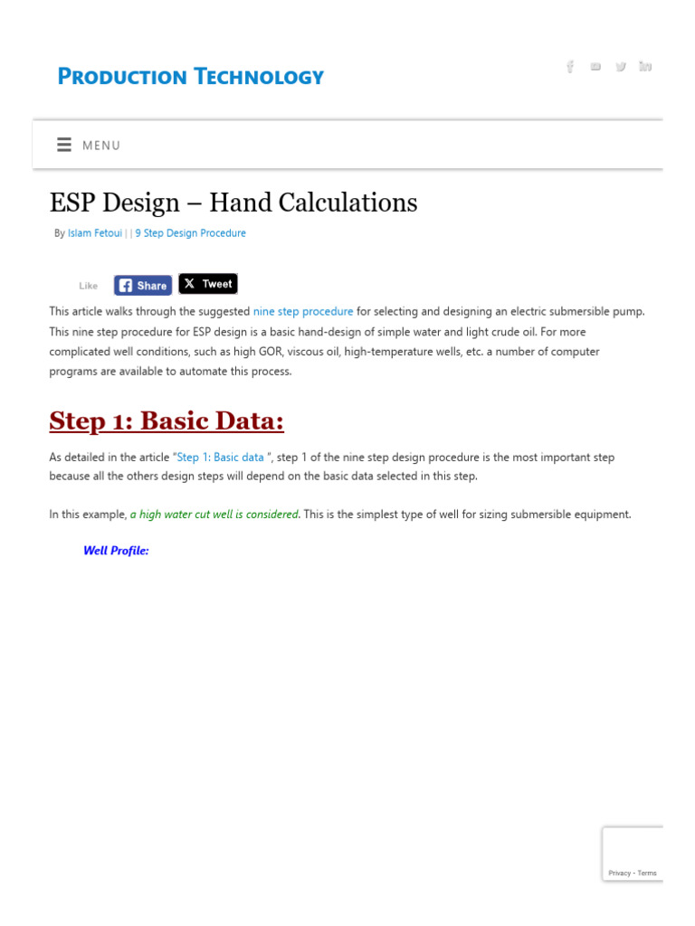 ESP Design – Hand Calculations - Production Technology | PDF | Barrel (Unit) | Transformer