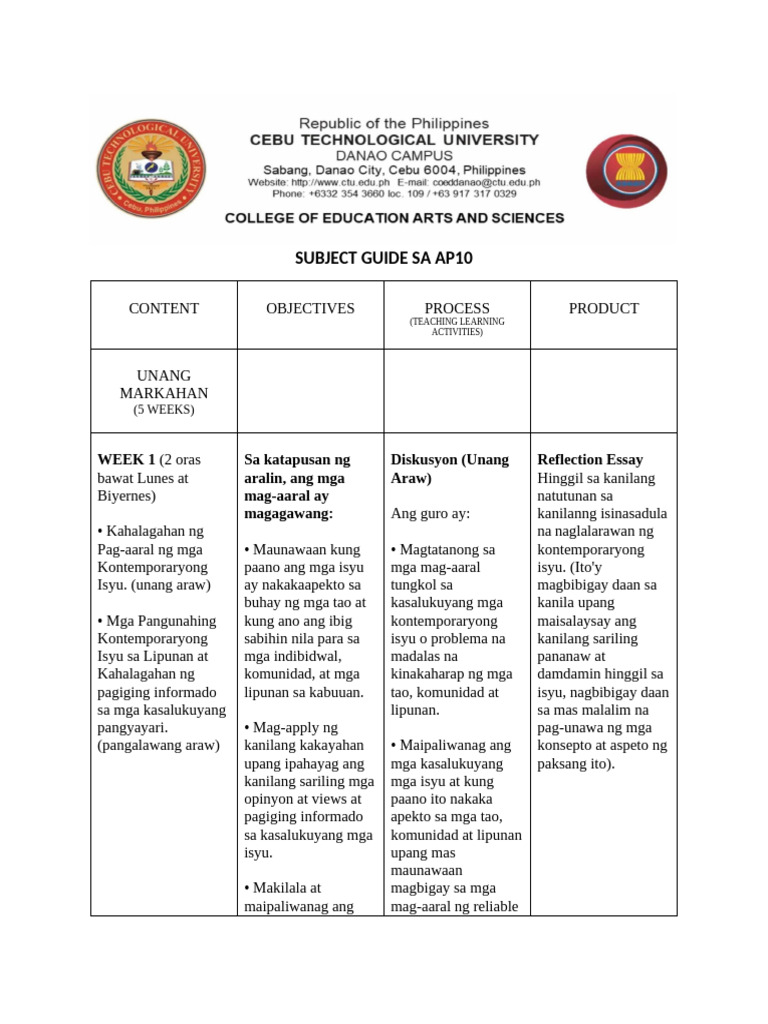Subject Guide Sa AP10 | PDF