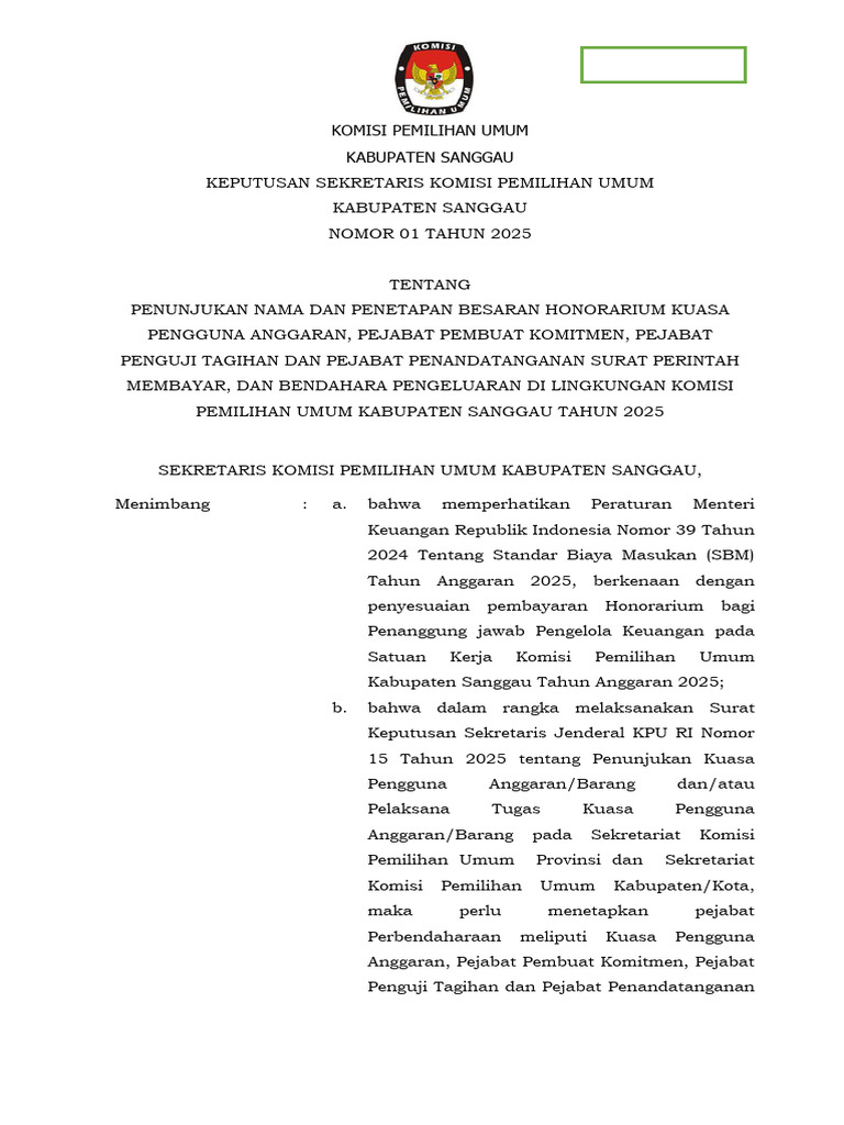 Salinan SK No 01 KPA PPK PPSPM BP | PDF