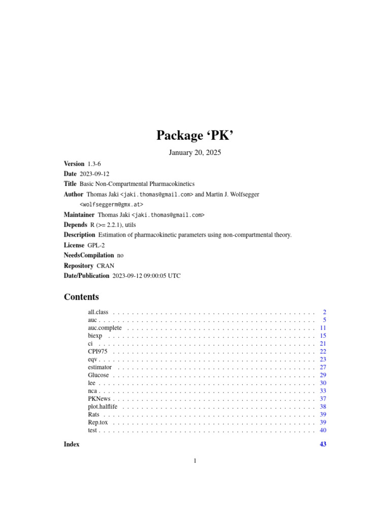 PK | PDF | Statistics | Pharmacokinetics