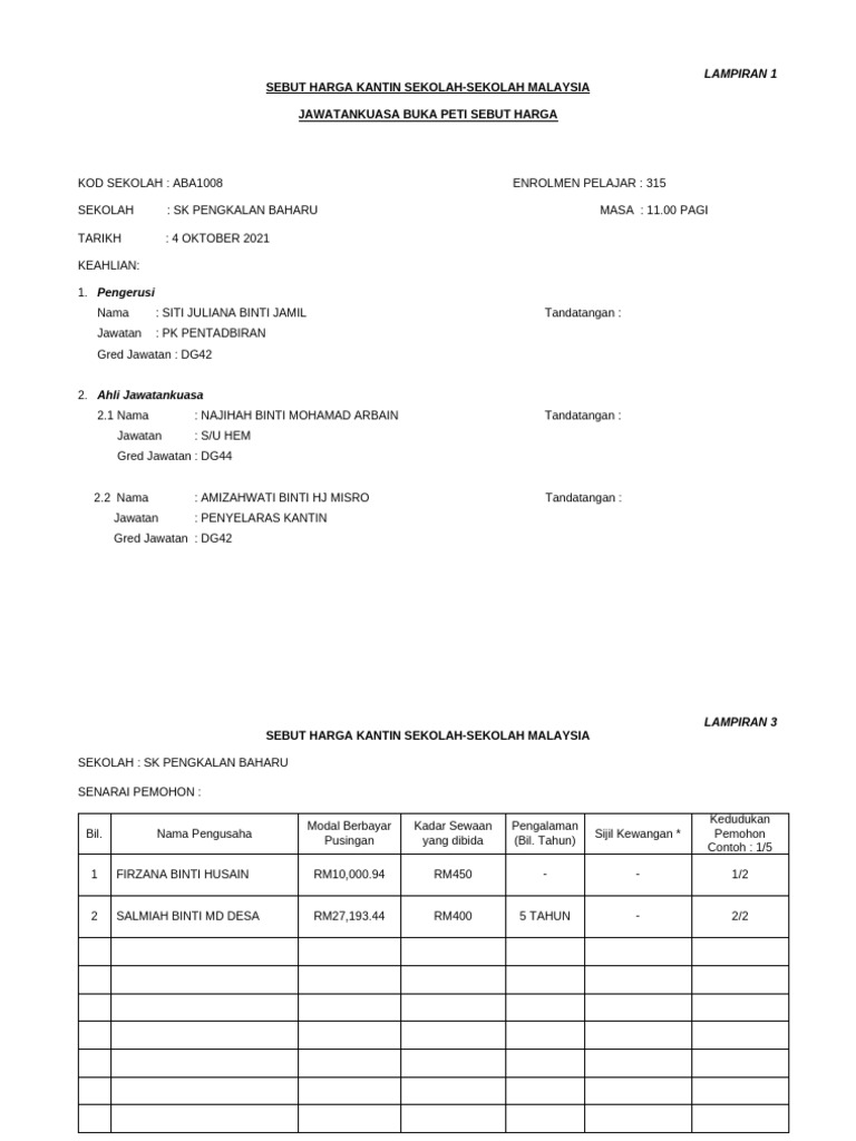 Lampiran 1 & Lampiran 3 | PDF