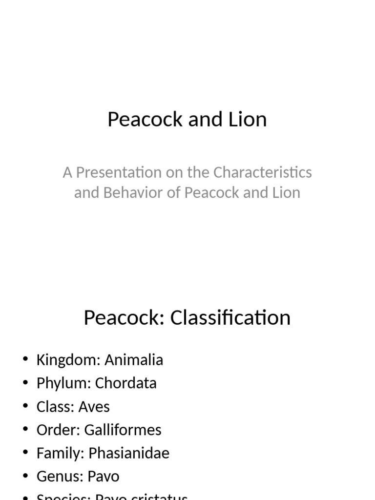 Peacock and Lion: Traits and Behavior | PDF