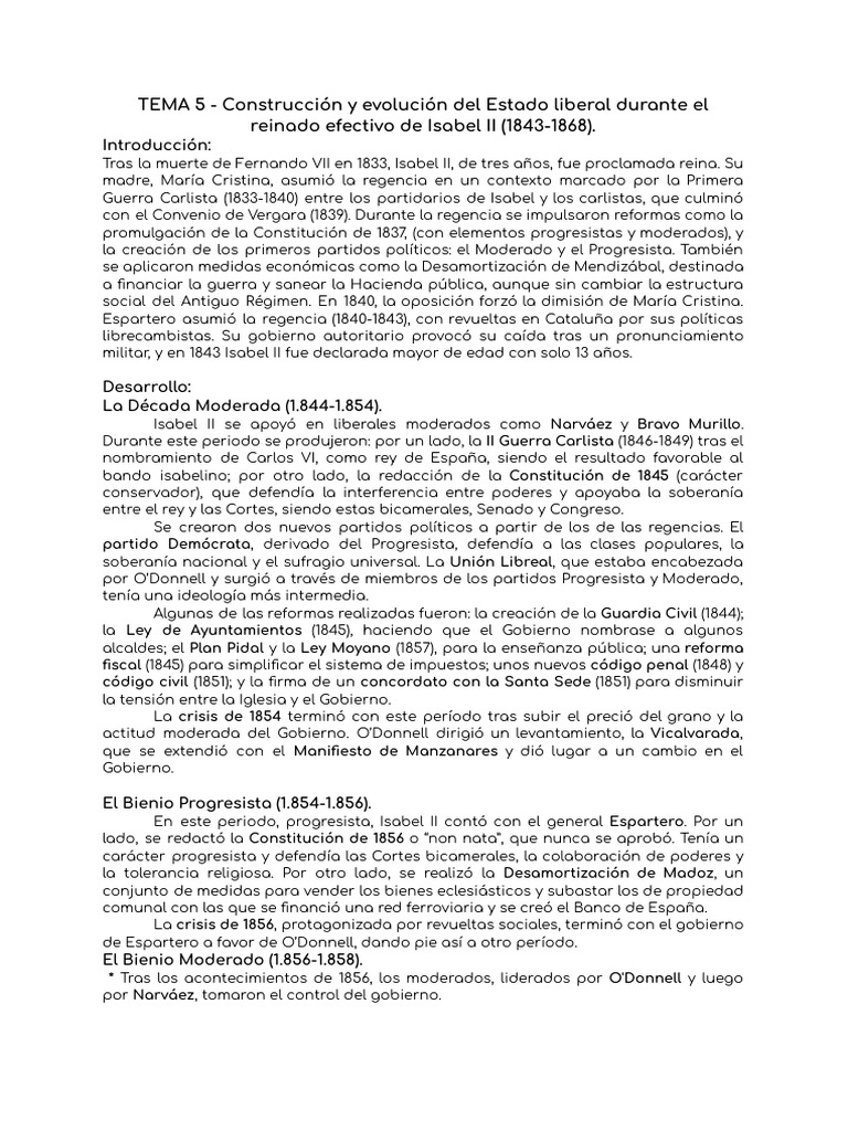 HE - Tema 5 | PDF | Política de españa | España