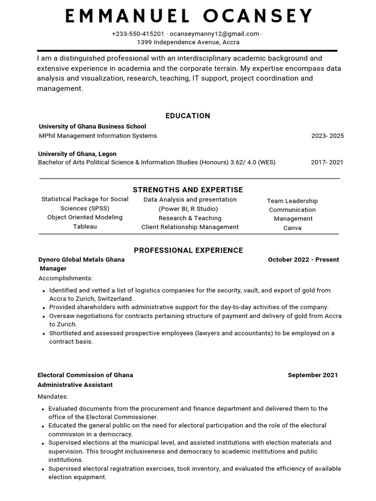Emmanuel's Resume Update | PDF | Science | Economies