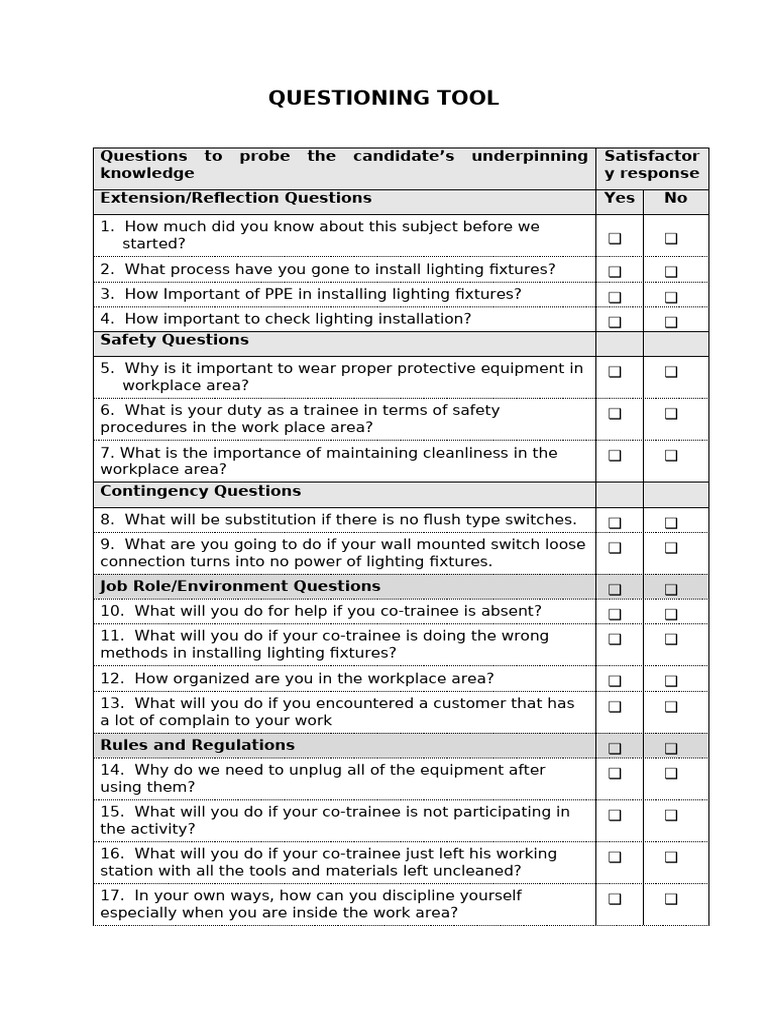 07c - Questioning Tools | PDF | Personal Protective Equipment | Lighting