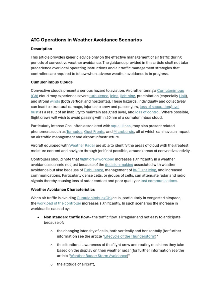 ATC Operations in Weather Avoidance Scenarios | PDF | Air Traffic ...