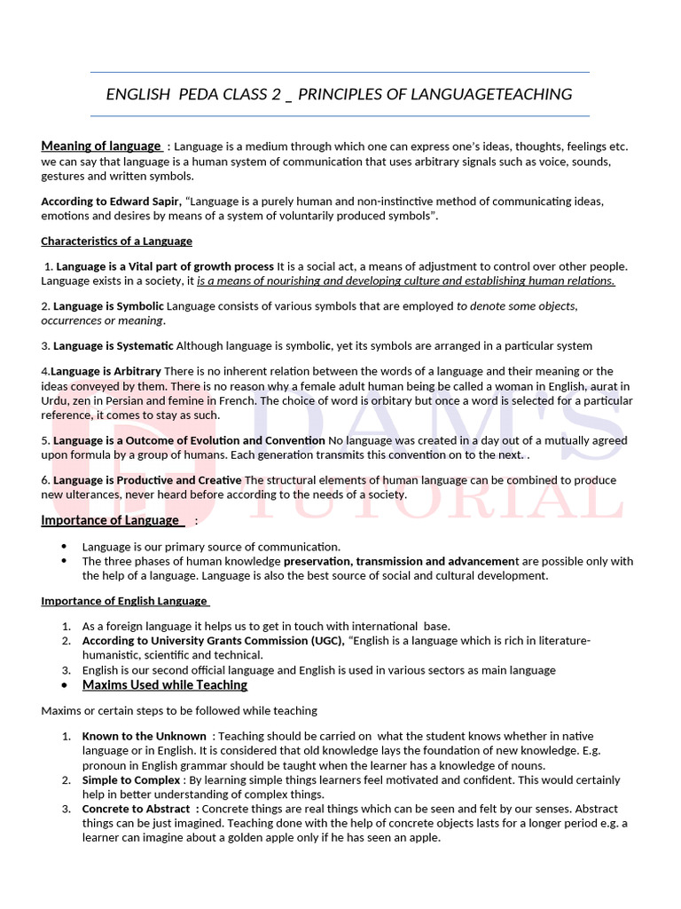 Principles of Language Teaching Explained | PDF | Language Education ...
