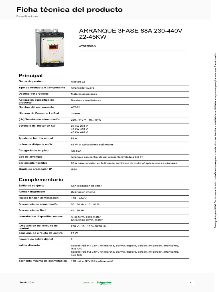 Schneider Electric Altivar-22 ATS22D88Q | PDF | Relé | Poder (Física)