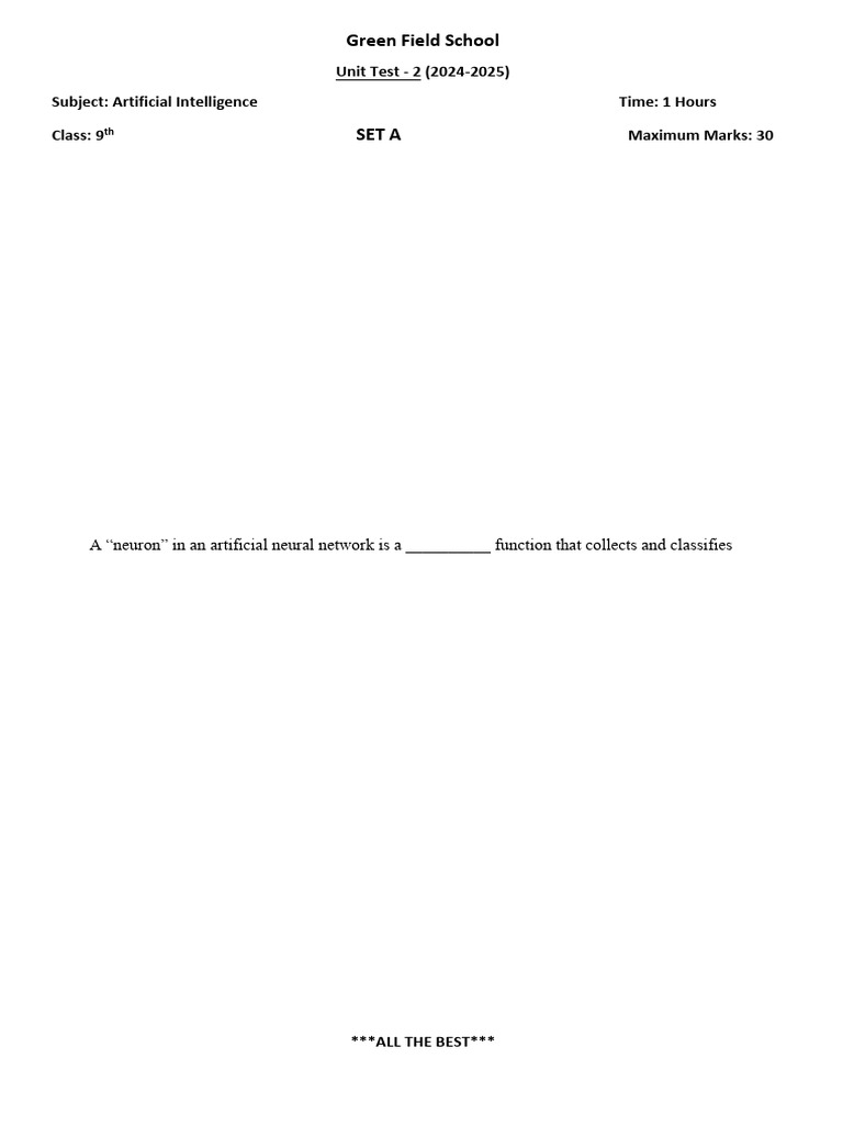 Class 9th AI UT-2 | PDF | Applied Mathematics | Neuroscience