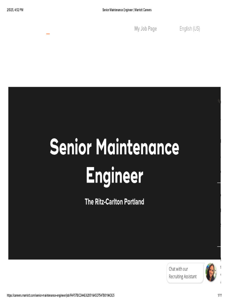 Marriott - Senior Maintenance Engineer - Marriott Careers | PDF