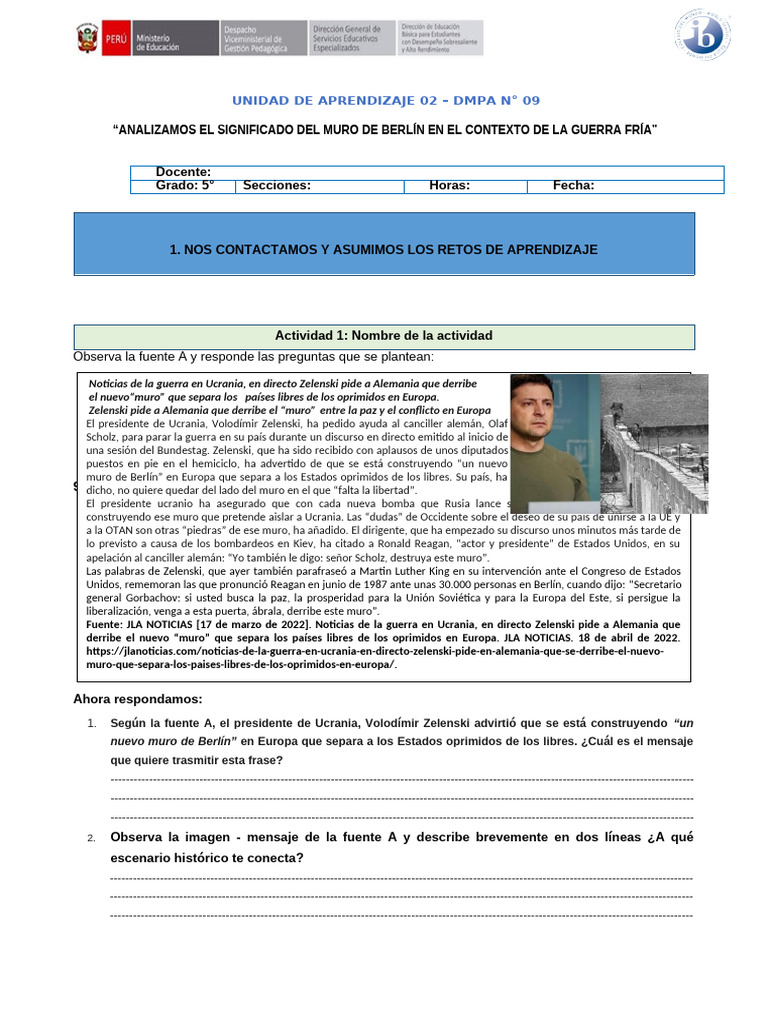 Dmpa 09 Historia - 5to - 2 Unidad - I Trim | PDF | Nikita Khrushchev | Alemania del Este