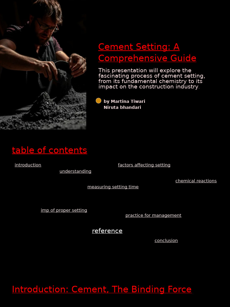 Cement Setting Process Explained | PDF | Cement | Concrete