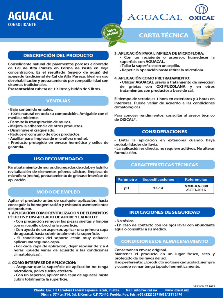 AGUACAL TEOCALI® v-07-22 | PDF | Lima (Material)