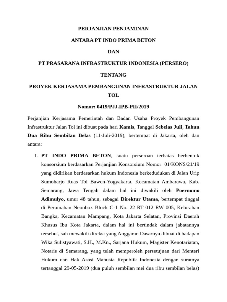 Perjanjian Penjaminan Bup Dan Pii Paling Mantap | PDF