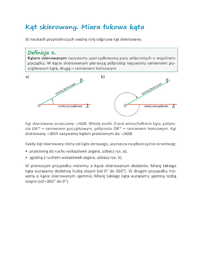 Kąt Skierowany. Miara Łukowa Kąta | PDF