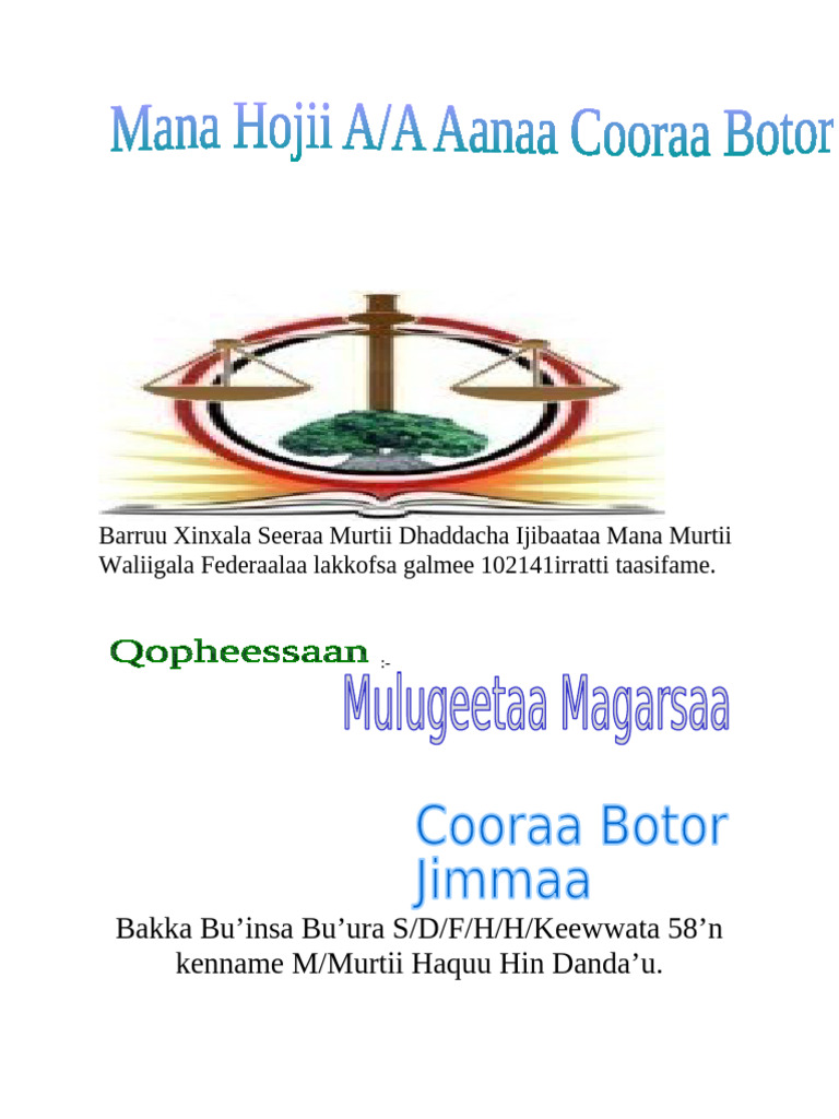 Xinxala Seeraa Bakka Bu'iinsa Irratti | PDF